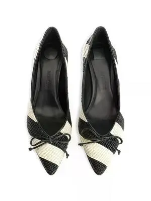 Jacquemus The Tourni Striped Faux-raffia Heeled Pumps - Black