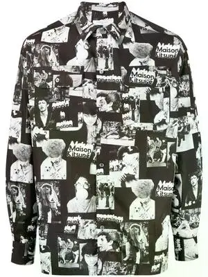 Maison Kitsuné Graphic-print Cotton Shirt