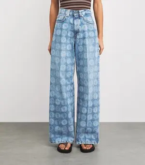 Sandro Floral Wide-leg Jeans