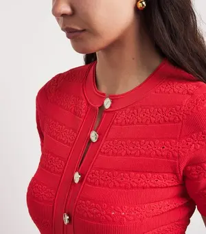Sandro Knitted Midi Dress With Button Detailing - Red