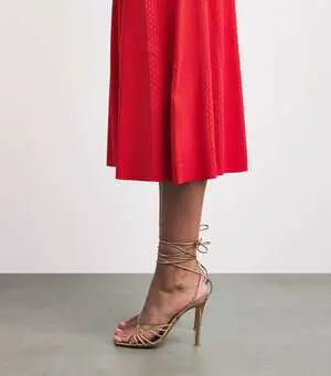 Sandro Knitted Midi Dress With Button Detailing - Red