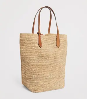 Polo Ralph Lauren Raffia Tote Bag With Leather Trim