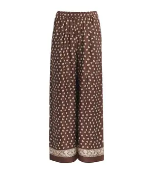 Claudie Pierlot Printed Wide-leg Trousers - Black