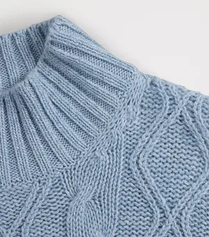 Dunhill Cashmere Blend Aran Cable-knit Mock Neck Sweater