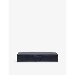 Smythson Panama Leather Cufflinks Box Navy