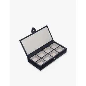 Smythson Panama Leather Cufflinks Box - Navy
