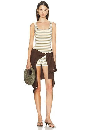 EAVES Cydnee Striped Knit Tank - Ivory & Olive Multi