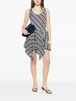 IRO PARIS Unya Striped Sleeveless Silk Dress - Blue