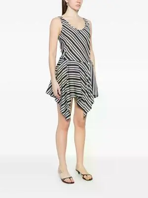 IRO PARIS Unya Striped Sleeveless Silk Dress - Blue
