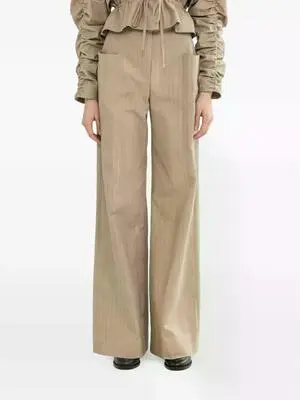 NISSA Wide Leg Pinstripe Trousers - Neutrals