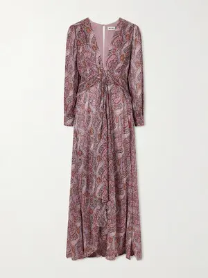 Rixo Meera Paisley-print Chiffon Maxi Dress