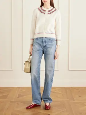 DÔEN Olympe Embroidered Wool And Cashmere-blend Cardigan