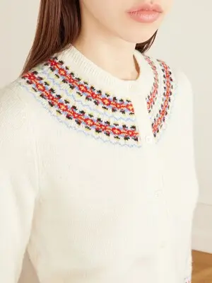 DÔEN Olympe Embroidered Wool And Cashmere-blend Cardigan