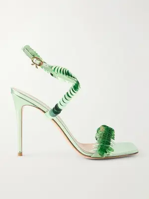 GIANVITO ROSSI 95mm Sequin-embellished Metallic Leather Sandals