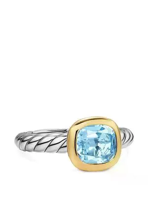 David Yurman Dy Mercer® Cushion Sky Blue Topaz Ring In Sterling And 18k Yellow Gold