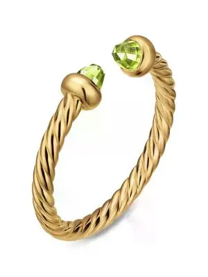 David Yurman 18k Yellow Peridot Micro Cablespira Flex Open Ring - Gold