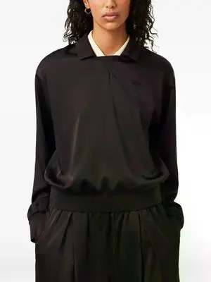 Lacoste Relaxed Fit Satin Polo Top With Long Sleeves