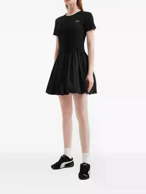 MINI CREAM Embellished Pleated Mini Dress - Black