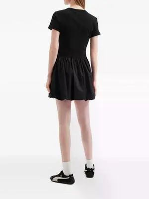 MINI CREAM Embellished Pleated Mini Dress - Black