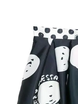 ALESSANDRO ENRIQUEZ Polka Dot Print Pleated Skirt