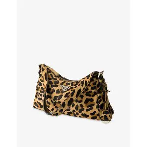 Prada Aimée Medium Printed Leather Shoulder Bag - Neutral