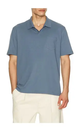 Vince Short Sleeve Johnny Collar In . Also