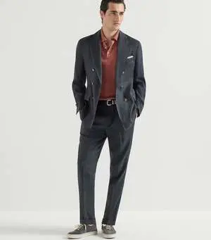 Brunello Cucinelli Linen-cotton Rib-knit Polo Sweater