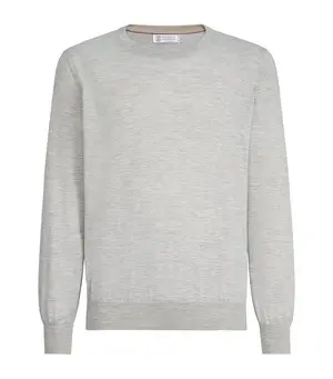 Brunello Cucinelli Cashmere-silk Crew Neck Sweater - Grey
