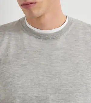 Brunello Cucinelli Cashmere-silk Crew Neck Sweater - Grey