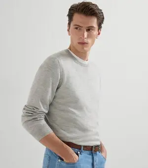 Brunello Cucinelli Cashmere-silk Crew Neck Sweater - Grey