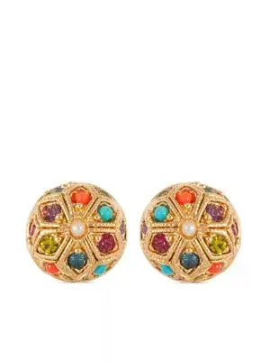 SUSAN CAPLAN 1990s D'orlan Crystal-embellished Clip-on Earrings - Gold