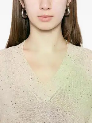 Antonelli Firenze V-neck Sequin Embellished T-shirt
