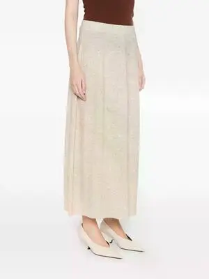 Antonelli Firenze Knitted Sequin Embellished Midi Skirt - Neutrals