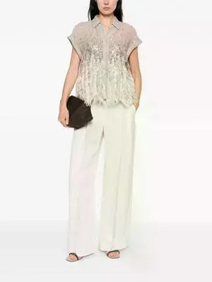 Brunello Cucinelli Sequinned Fringed Shirt