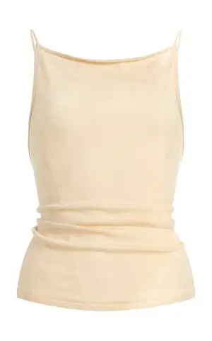 ST. AGNI Twist Back Tencel Jersey Tank Top - Neutral