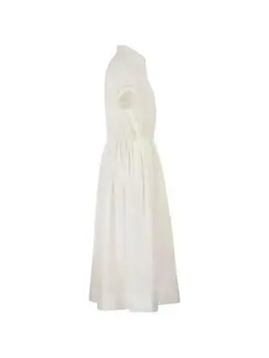 Fabiana Filippi Short-sleeved Midi Dress With Drawstring Waist - White
