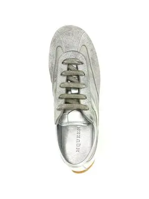 Alexander McQueen Embossed Logo Lace-up Sneakers - Silver