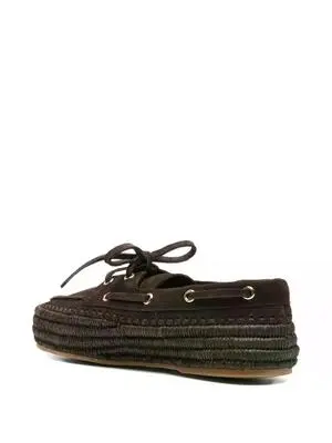 PALOMA BARCELO Tie Detail Boat Shoes - Brown