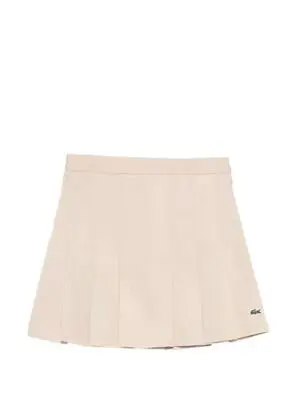 Lacoste Pleated Mini Skirt With Logo Appliqu - Neutrals