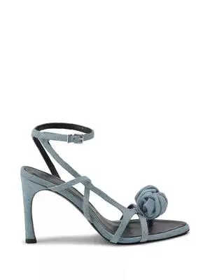 ROTATE BY BIRGER CHRISTENSEN Knot Denim High Heel Sandals - Blue