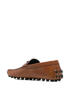 TOD'S Logo-plaque Leather Loafers - Brown