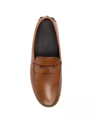 TOD'S Logo-plaque Leather Loafers