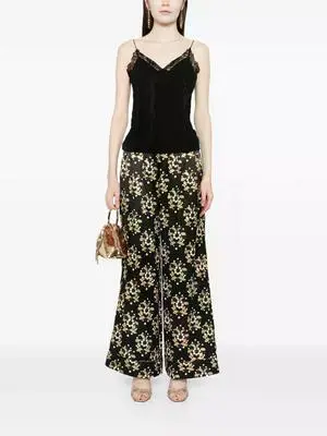 Cynthia Rowley Silk Wide-leg Trousers With Graphic Print