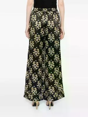 Cynthia Rowley Silk Wide-leg Trousers With Graphic Print