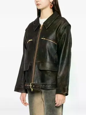 Cynthia Rowley Belted Leather Jacket