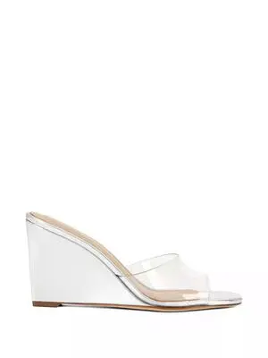 Veronica Beard Square Toe Wedge Sandals - Silver