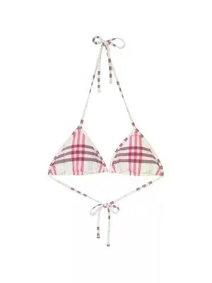 Burberry Check Halterneck Bikini Top - Neutrals