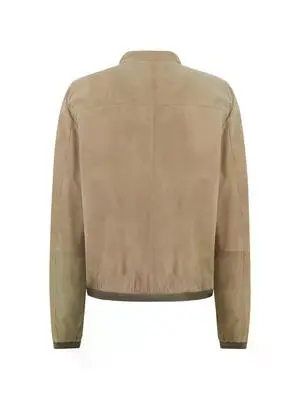 MOORER Zip Collar Leather Jacket