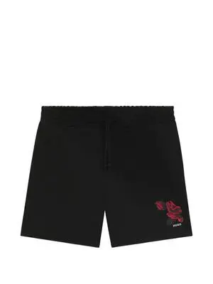 Hugo Floral-print Drawstring Shorts - Black