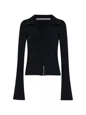 Alexander Wang Long-sleeve Polo Collar Blouse - Black